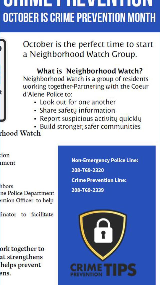 CDA Police encouraging neighbors to form neighborhood watch groups ...