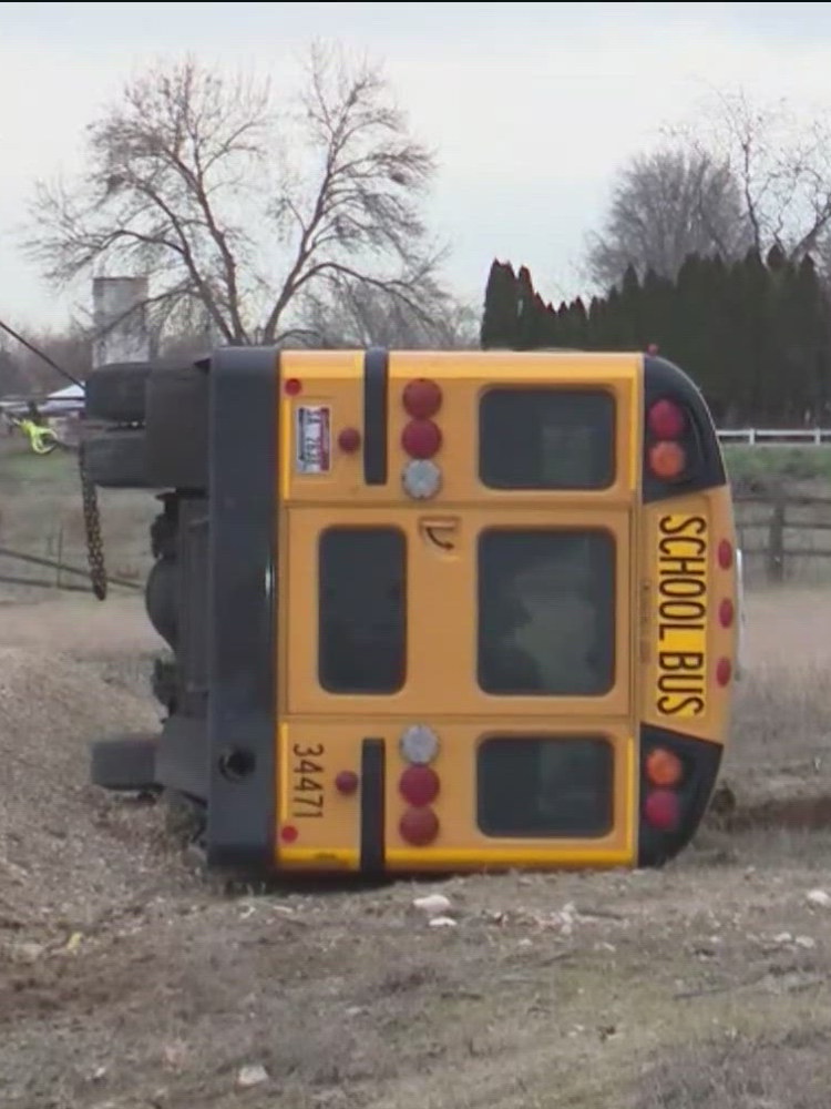 School bus towed from ditch after flipping near Ada-Canyon county line ...
