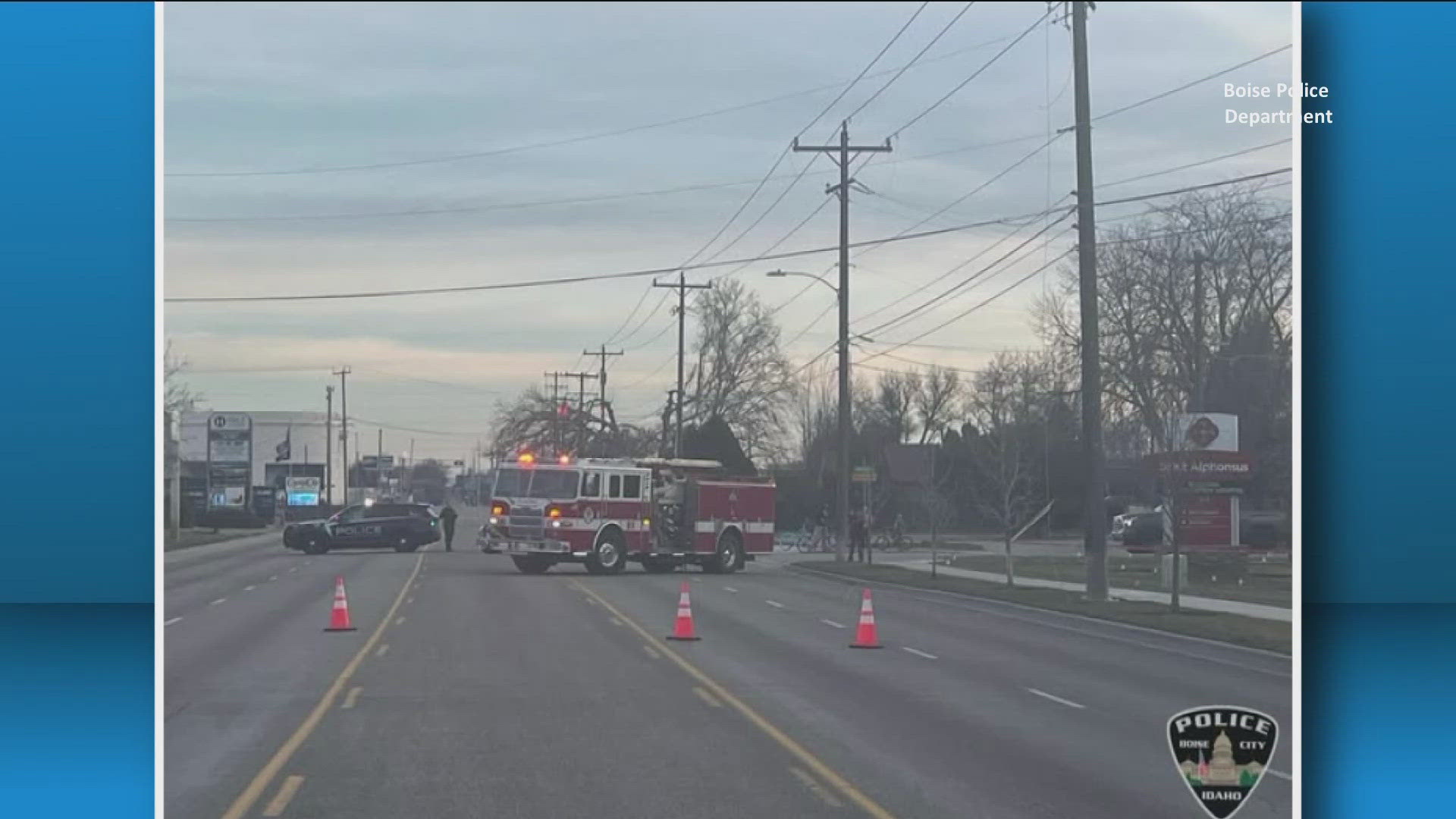 Downed powerline closes section of Curtis Road | ktvb.com