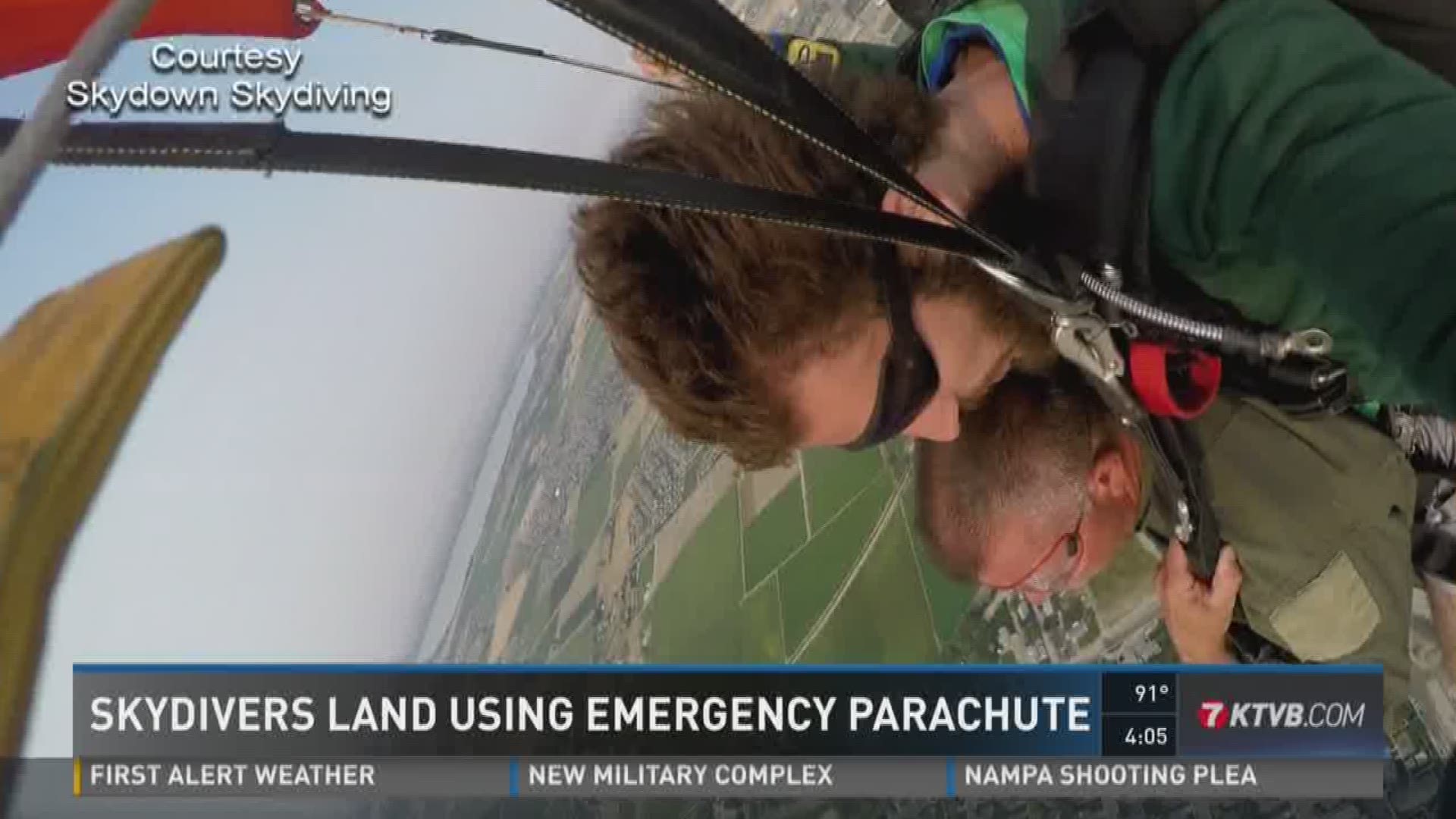 Tandem skydivers pull emergency chute, land behind Walmart | ktvb.com