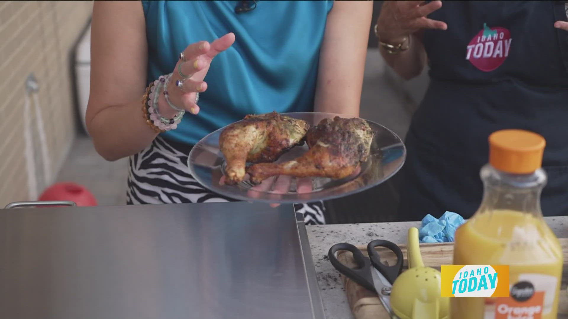 Chef Nikki grills up Mojo Chicken in our courtyard kitchen | ktvb.com