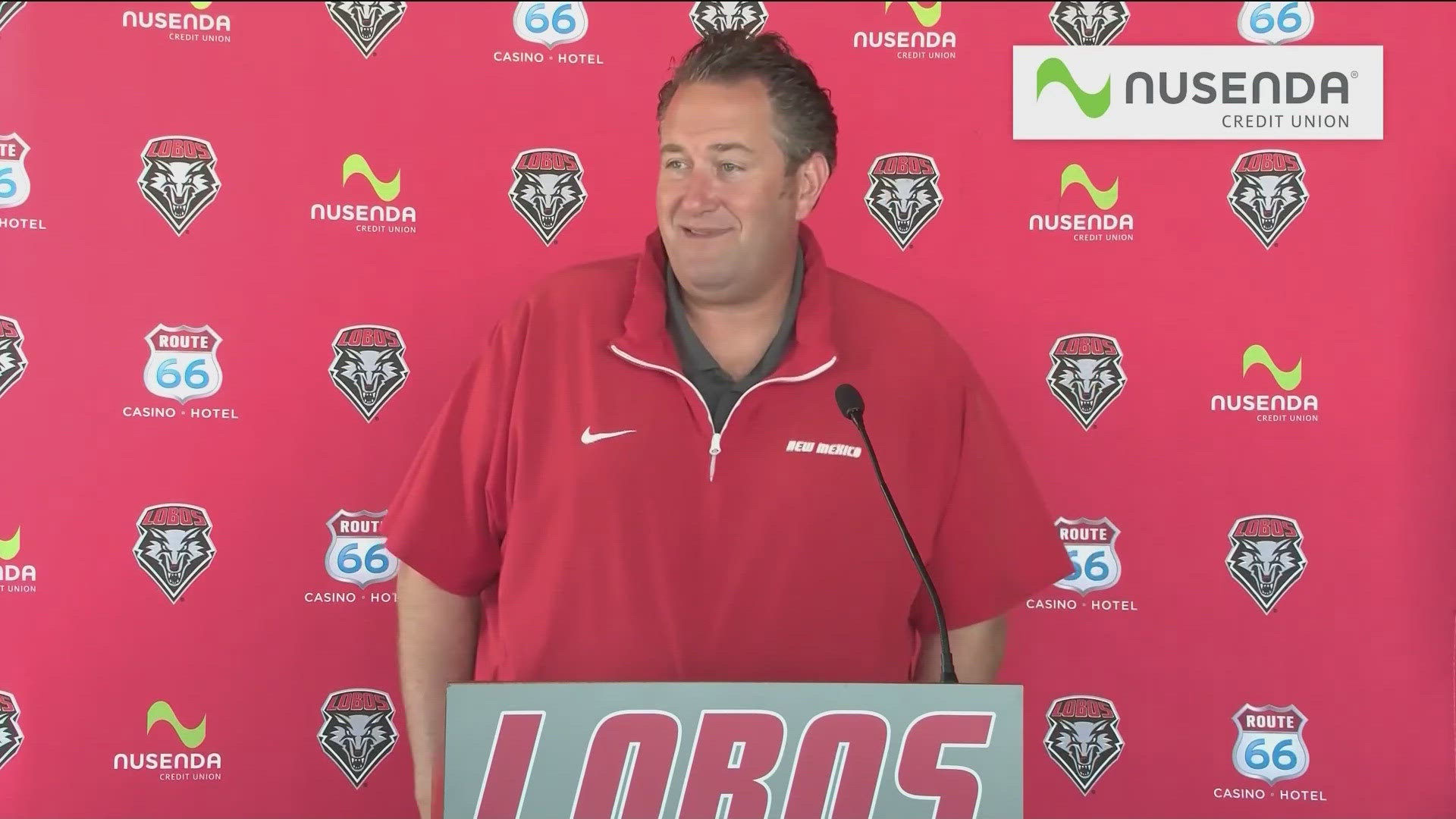 Former Vandal head coach Jason Eck leads New Mexico onto the Blue Turf ...