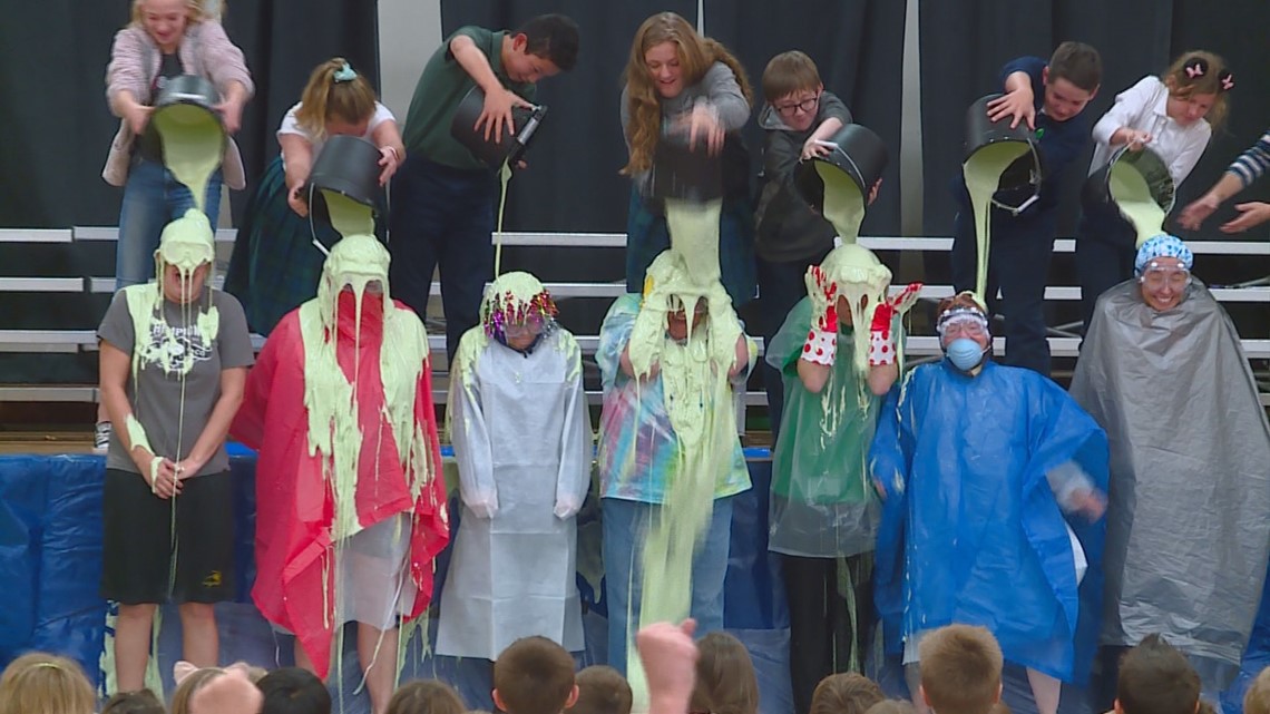 Boise students beat fundraising goal, get to slime teachers | ktvb.com