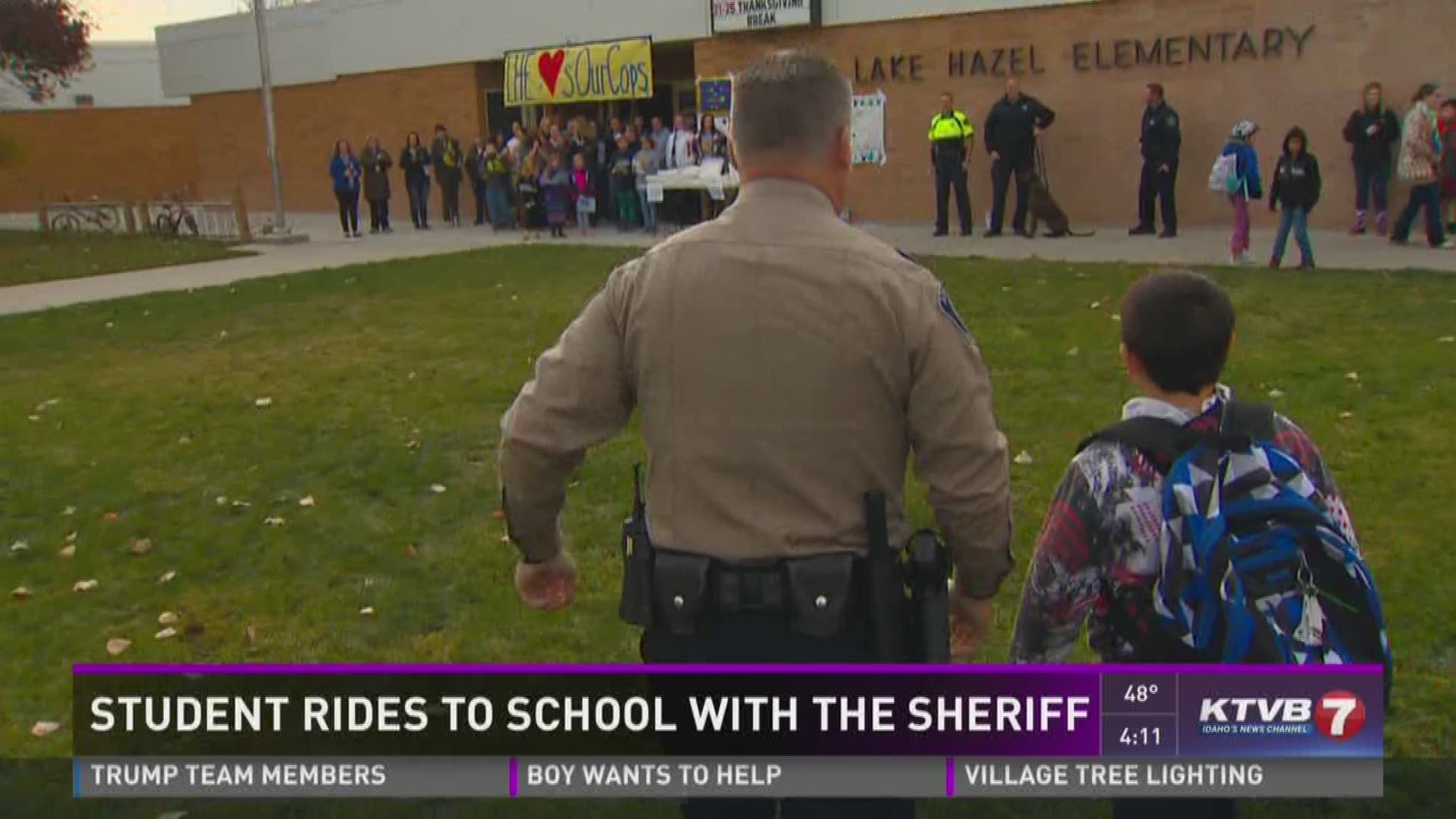 Lake Hazel Elementary student rides to school with the sheriff | ktvb.com