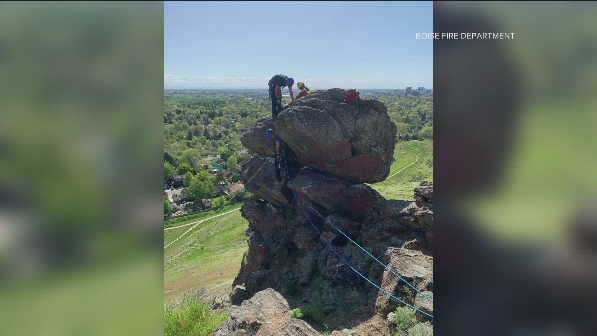 Woman stuck between two rocks rescued by Boise Fire team | ktvb.com