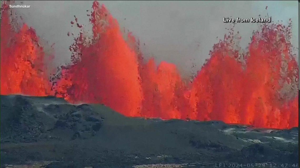 Iceland volcano starts erupting again, shooting lava into the sky ...