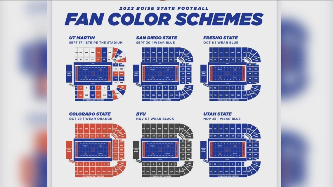Boise State unveils fan color schemes for 2022 football season | ktvb.com