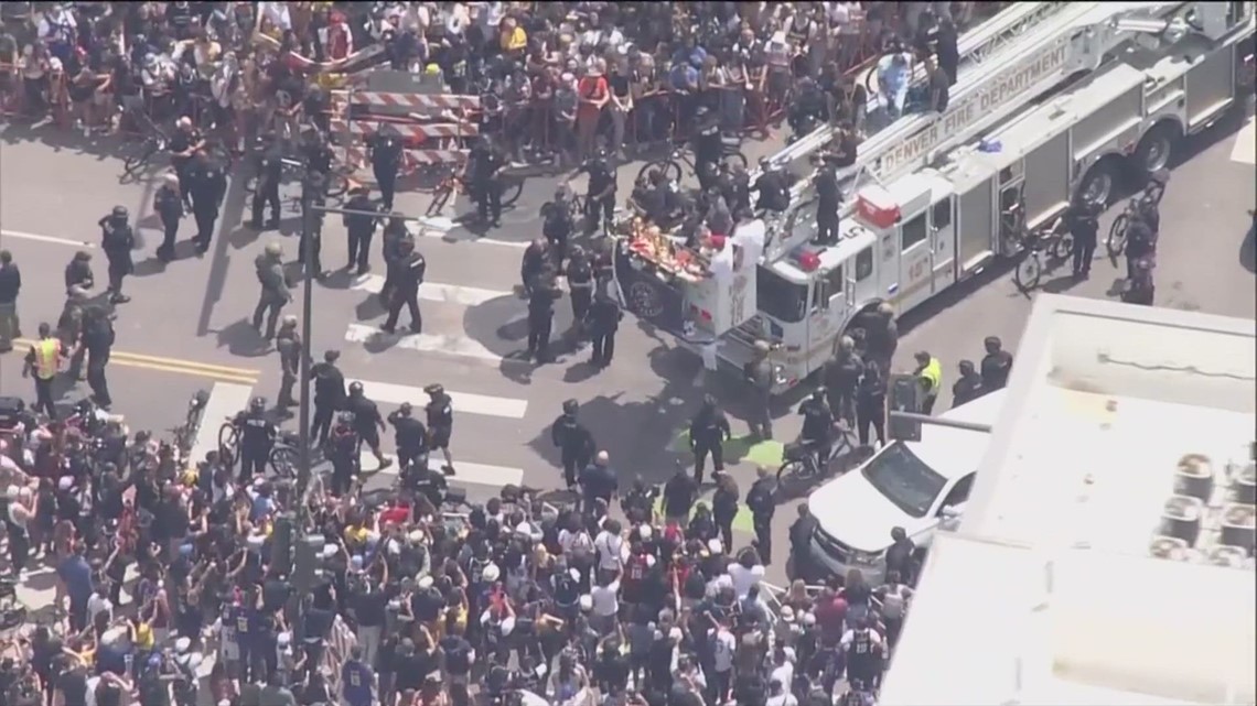 Denver Police Officer Hit By Firetruck During Nuggets Parade