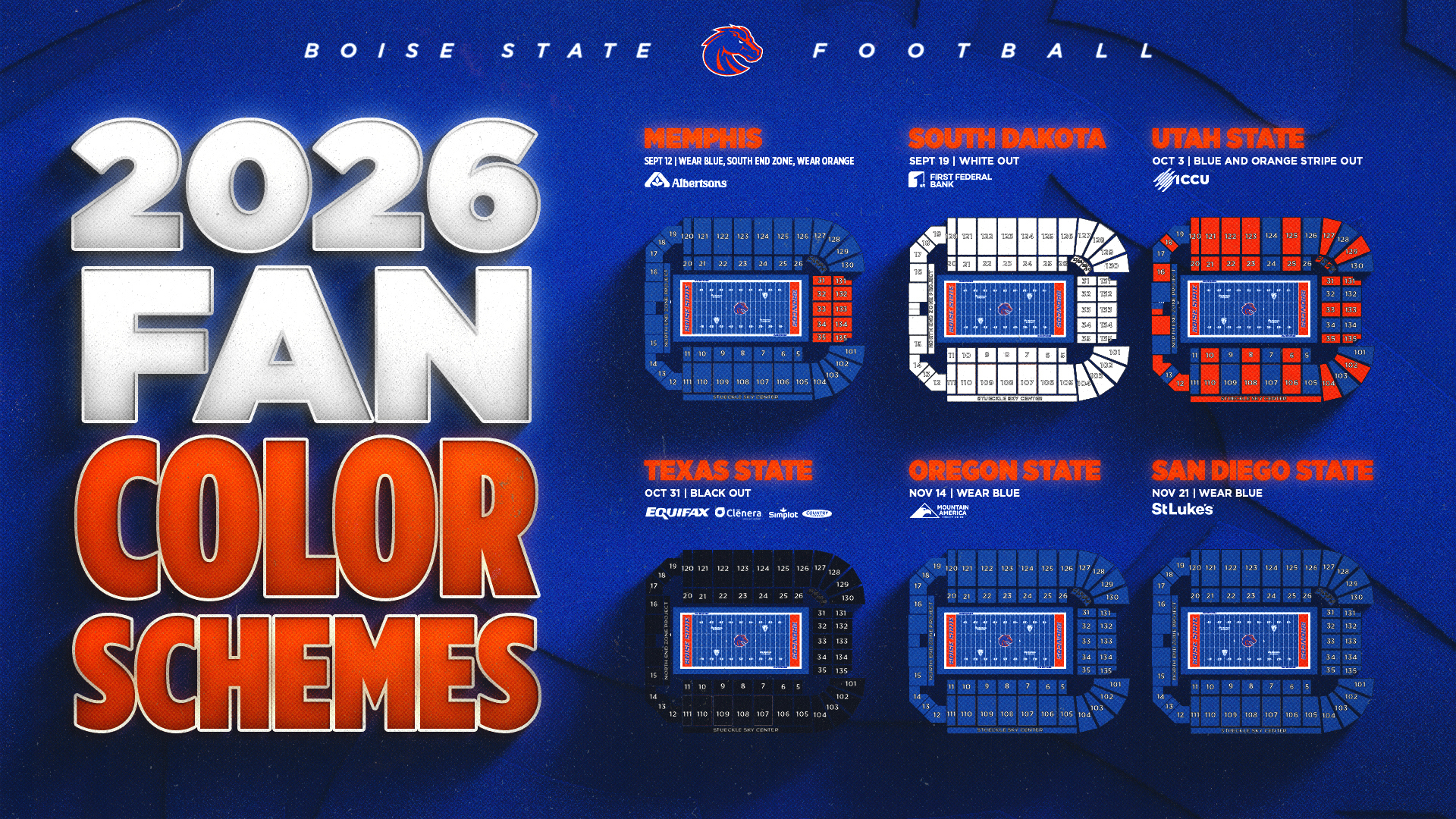 Boise State football releases fan color schemes for 2026 season | ktvb.com