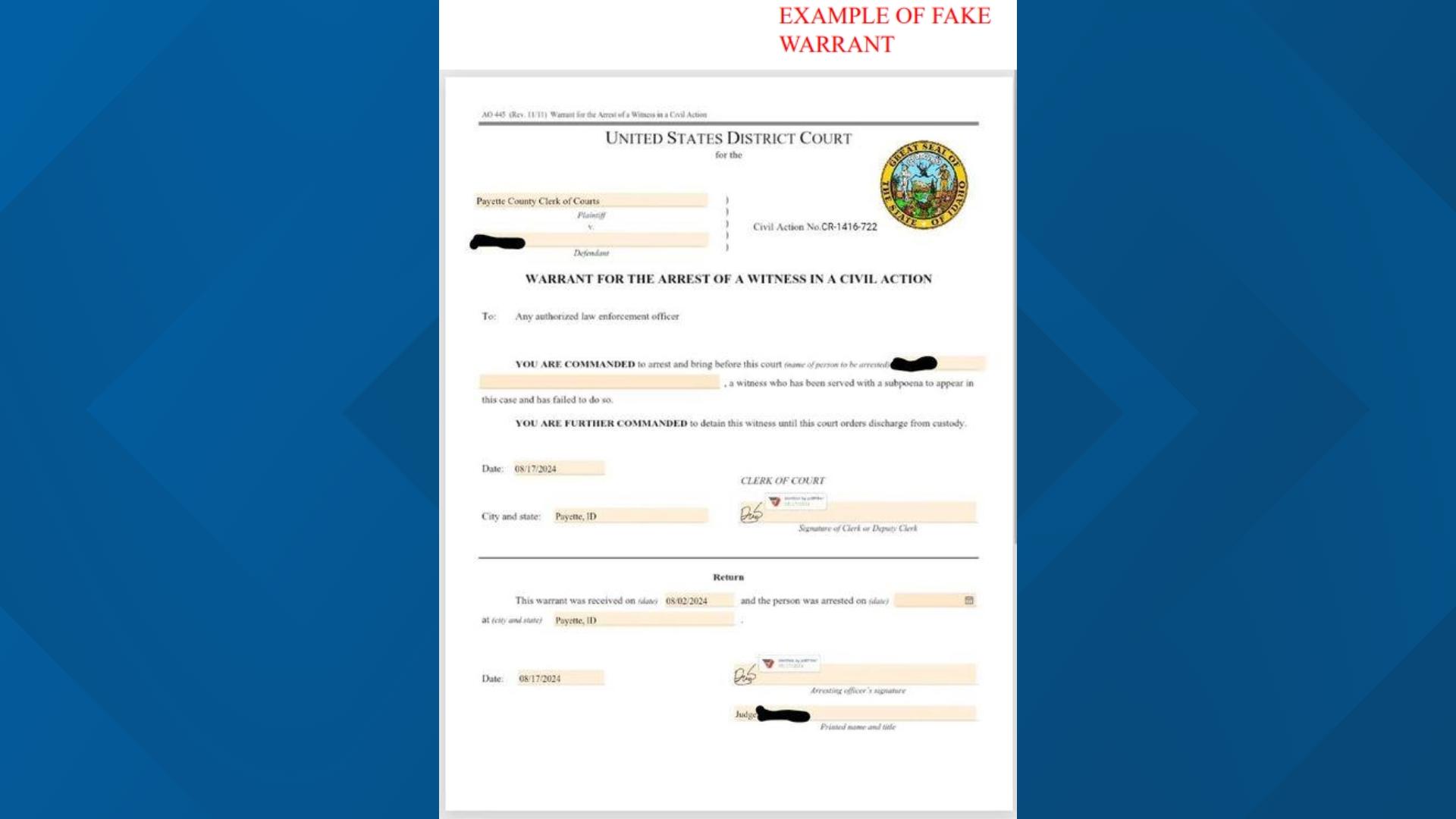 Payette County Sheriff's Office warns of scam with false warrants ...