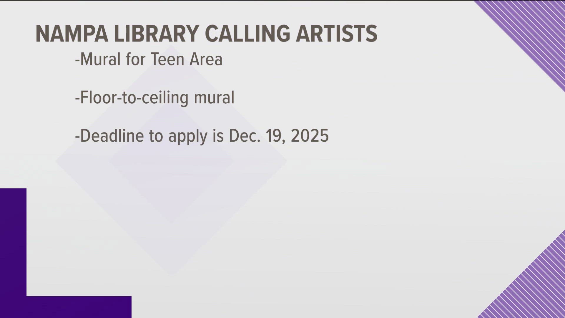 Nampa library searching for muralists to paint new teen area | ktvb.com