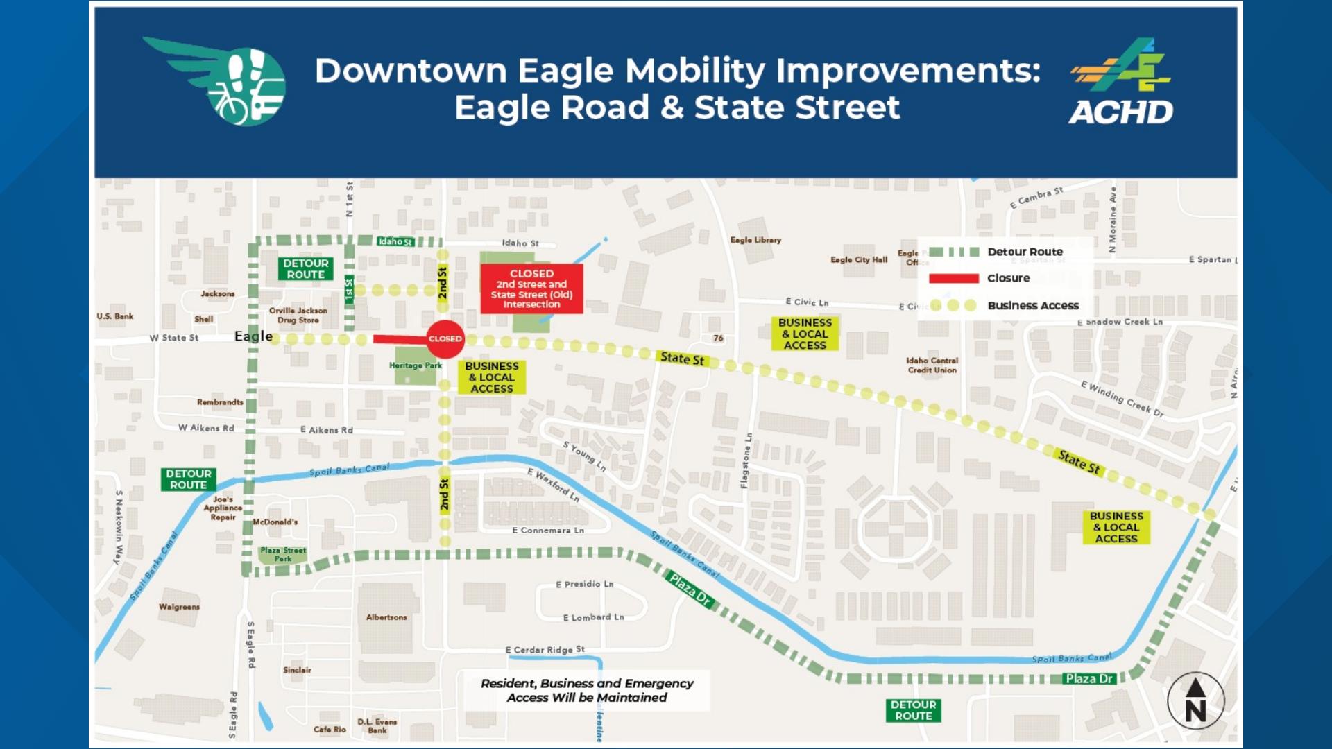 Intersection closure: State Street and 2nd Street in Eagle | ktvb.com