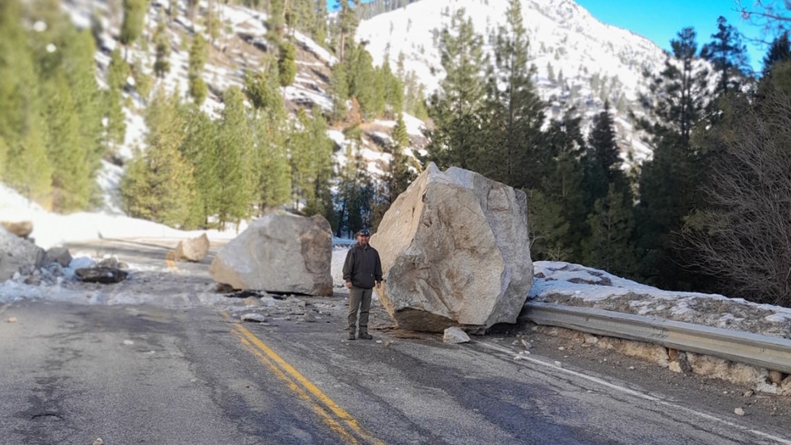 Large boulder removed after blocking SH-21 | ktvb.com