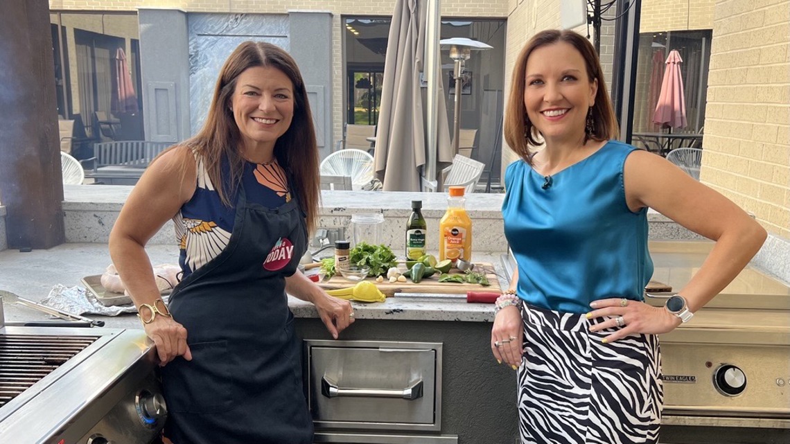 Chef Nikki grills up Mojo Chicken in our courtyard kitchen | ktvb.com