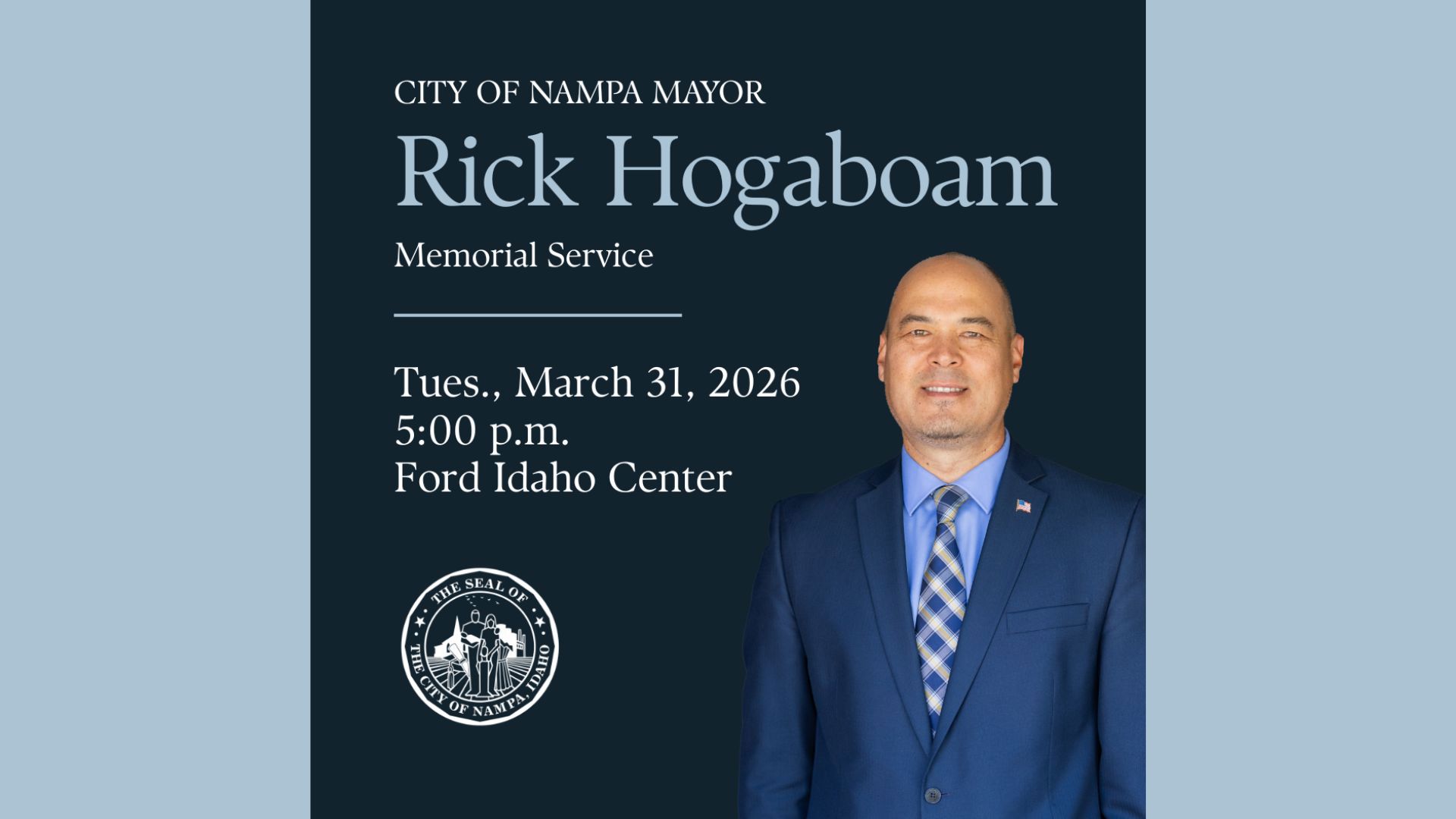 Memorial service announced for Nampa Mayor Rick Hogaboam | ktvb.com
