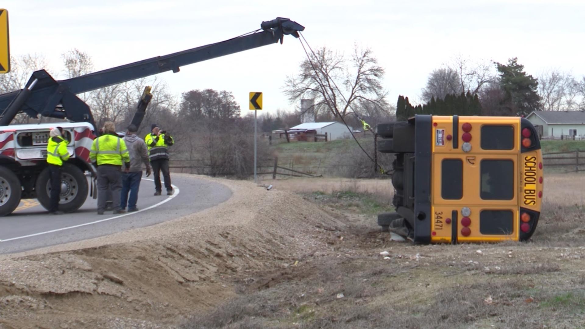 School bus towed from ditch after flipping near Ada-Canyon county line ...