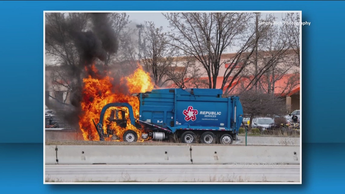 Garbage truck fire at Meridian exit briefly backs up I‑84 | ktvb.com