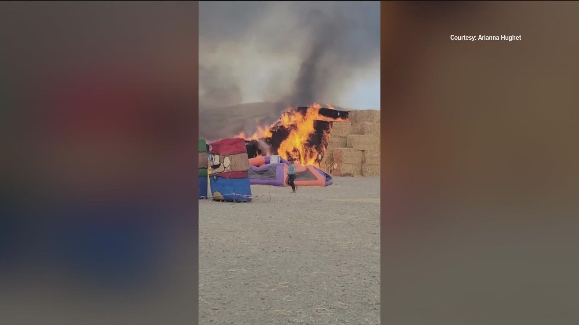 Burley straw maze experiences fire Friday night | ktvb.com