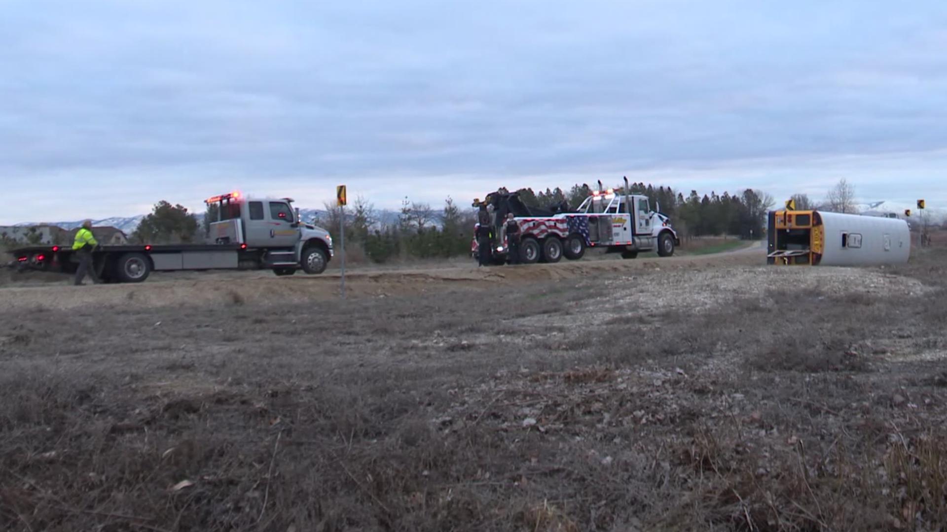School bus towed from ditch after flipping near Ada-Canyon county line ...