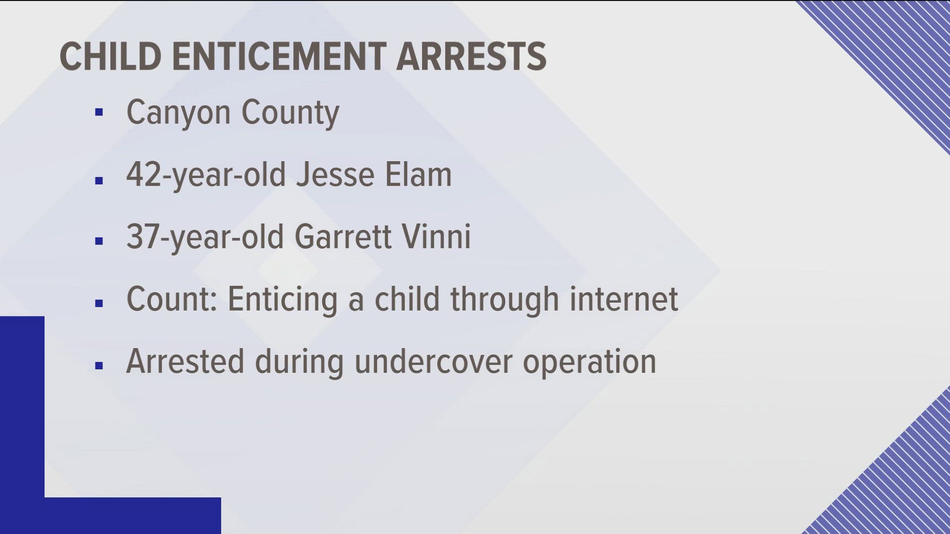 Two men arrested in Canyon County on enticing a child charges | ktvb.com