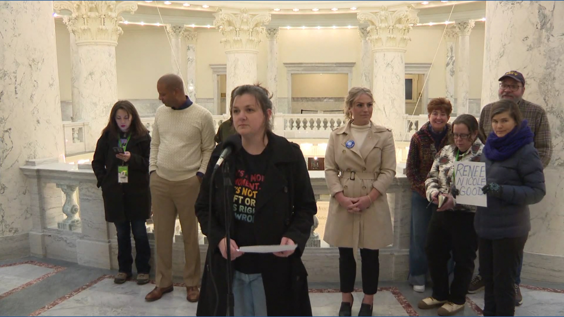 Protesters gather outside Boise City Hall to protest ICE shooting in ...