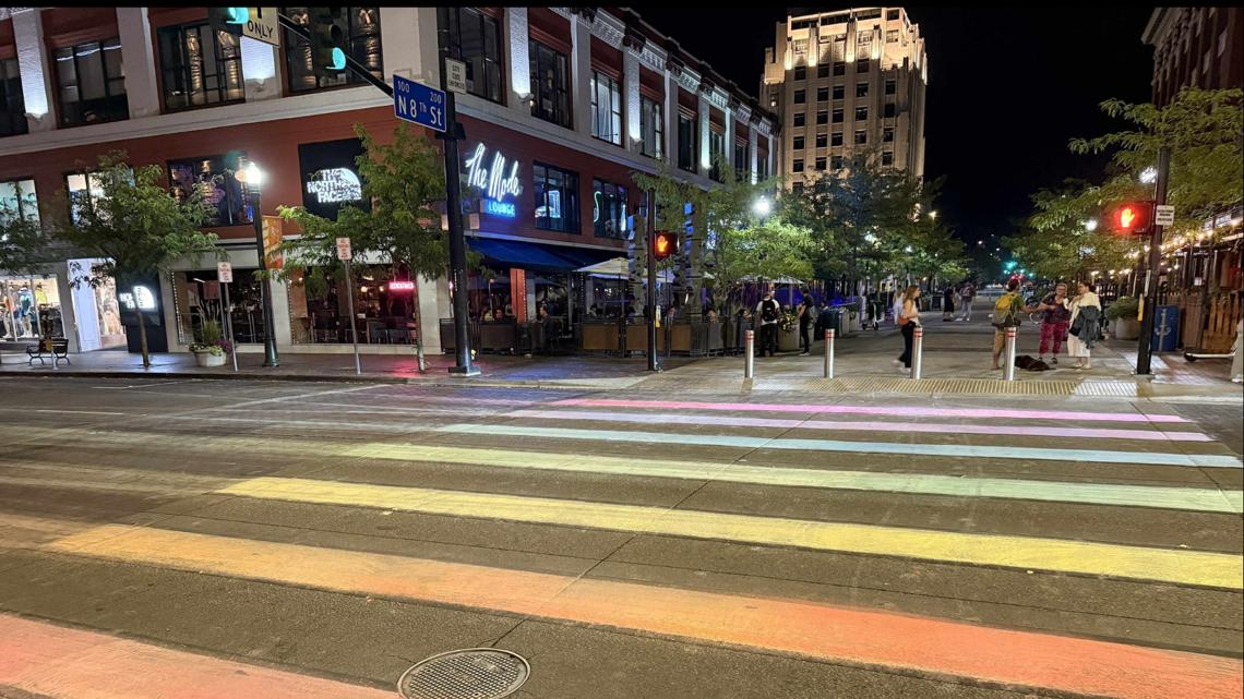 Volunteers create rainbow chalk art for Boise Pride | ktvb.com