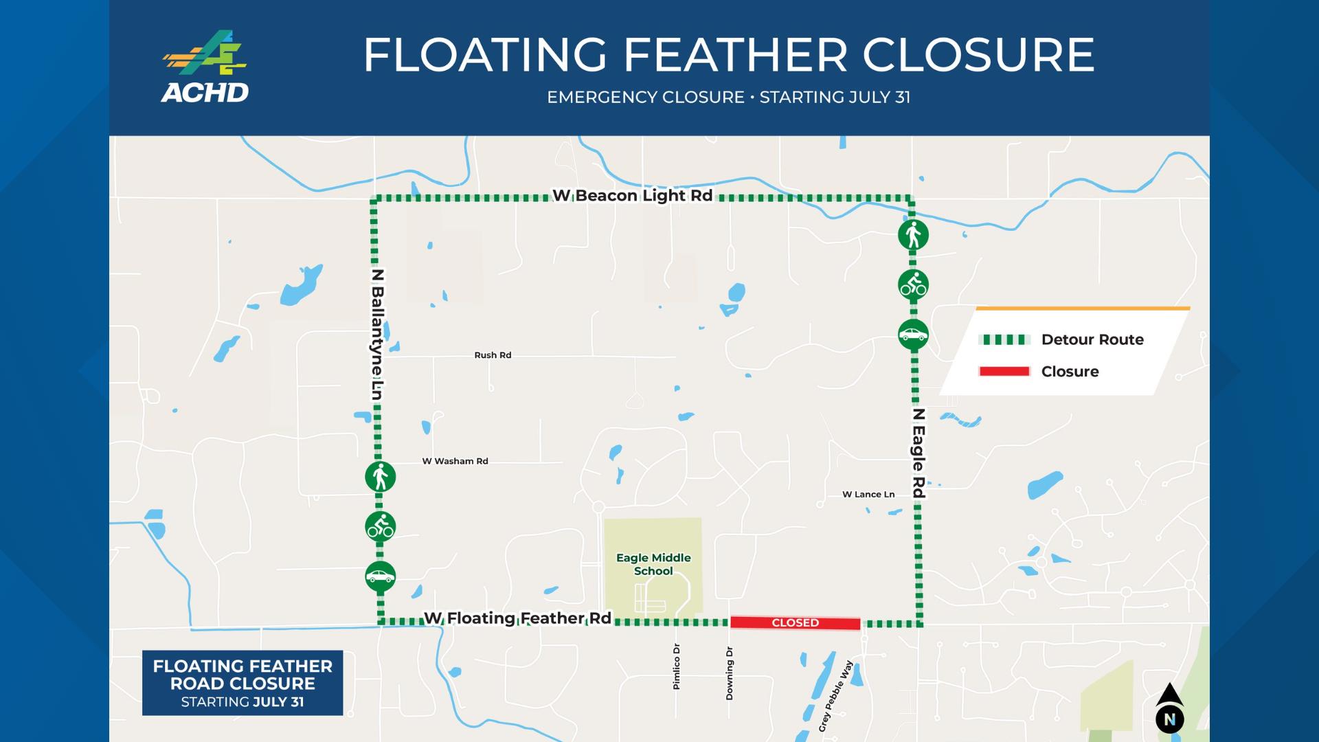Sinkhole in Eagle closes section of Floating Feather Road | ktvb.com