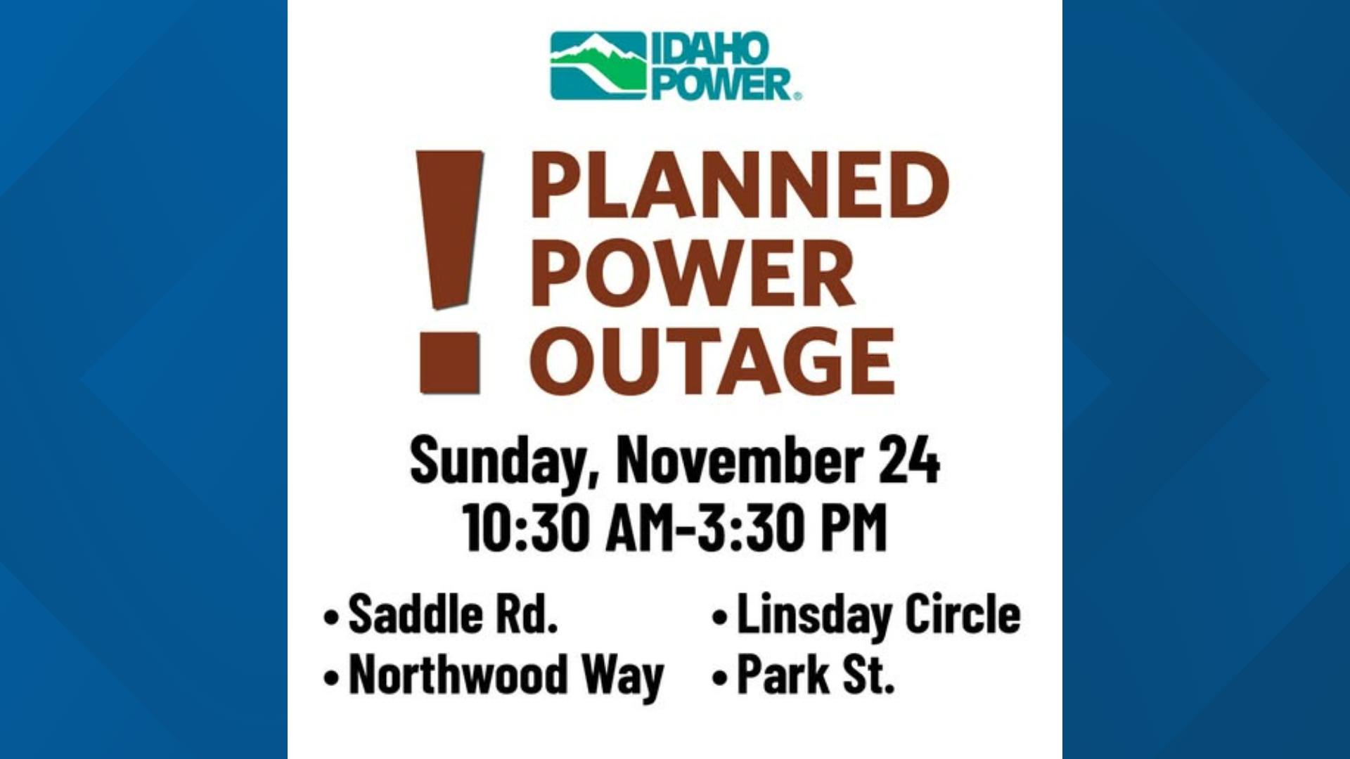 Ketchum planned power outage | ktvb.com