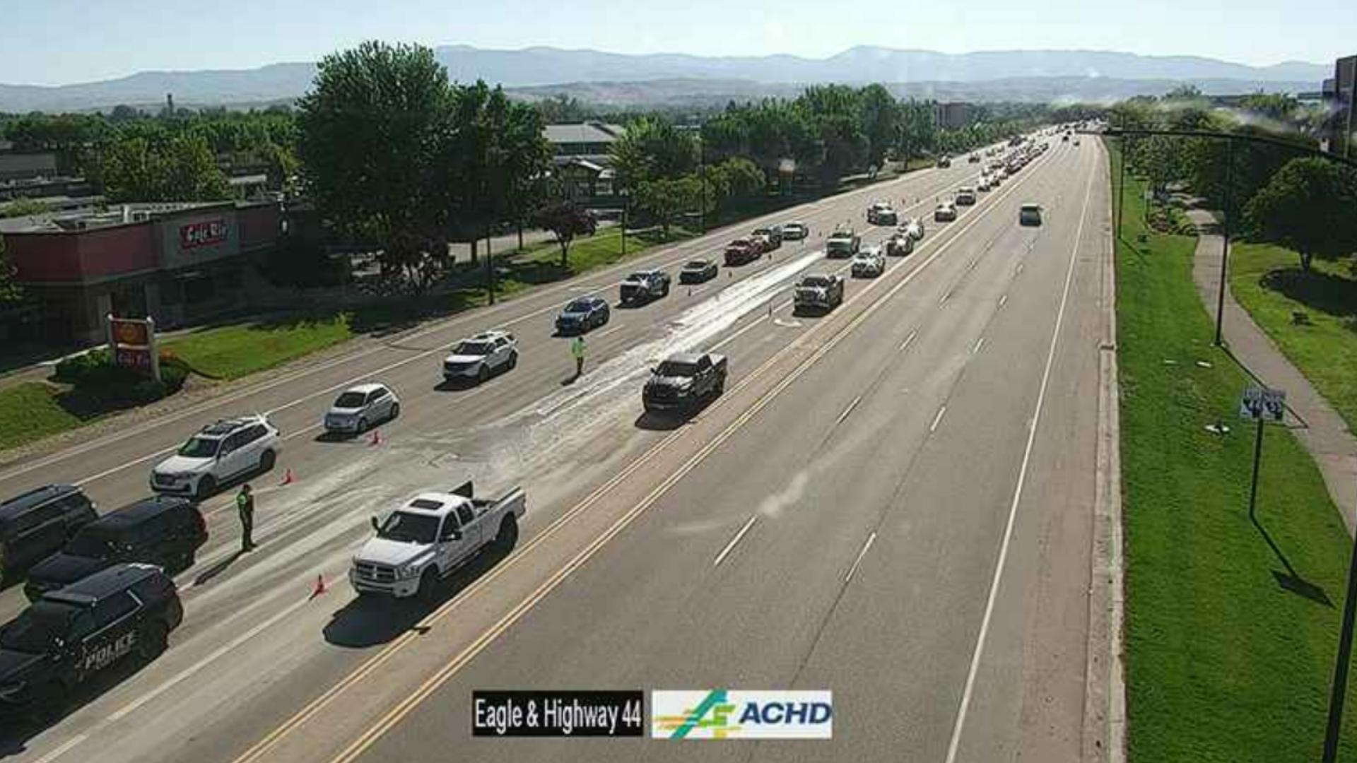 Concrete spill slows Eagle traffic on Highway 44 | ktvb.com