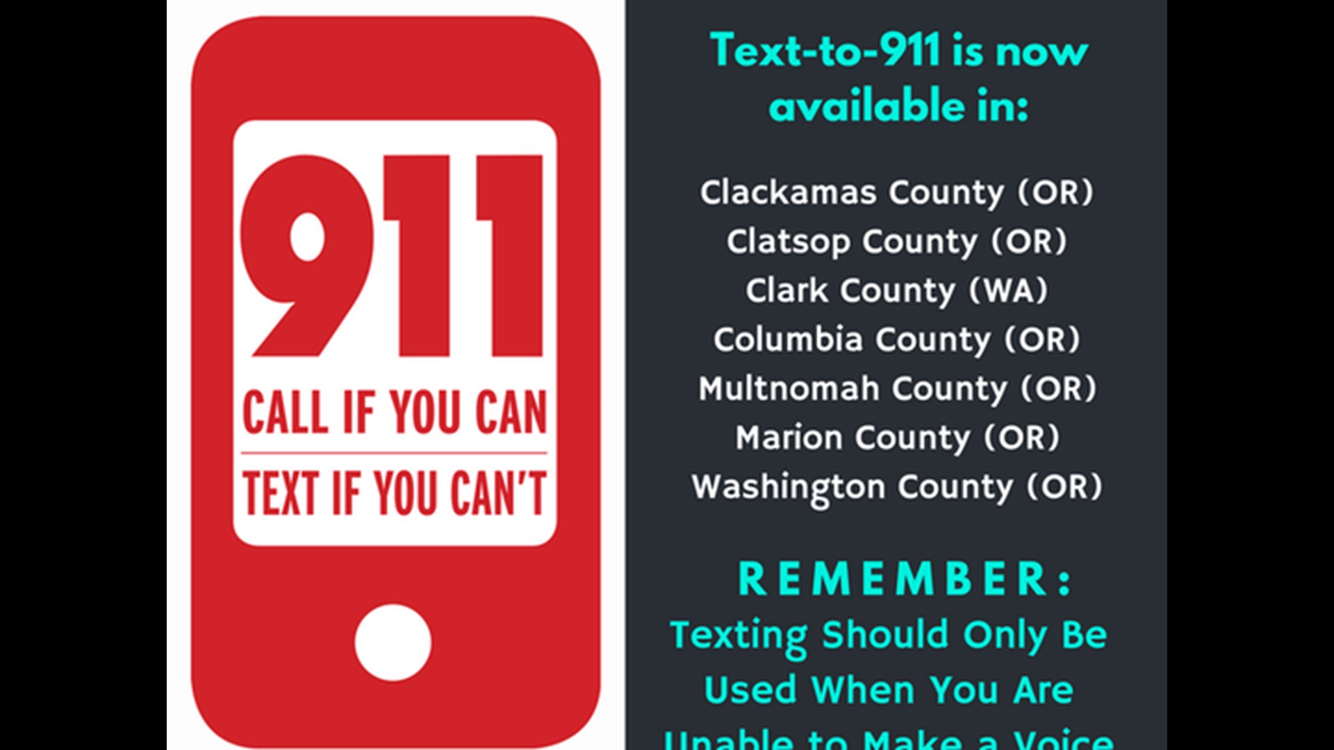 Text-to-911 launches in rural Oregon county | ktvb.com